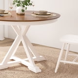 Bush Furniture West End 45W Round Trestle Dining Table with 4 High Back ...