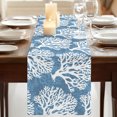 Blue Coral Coastal Burlap Cotton Table Runner 16x72 Inches Long, White ...