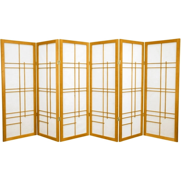 Oriental Furniture 4 ft. Tall Eudes Shoji Screen, Honey, 6 panel, Shoji ...