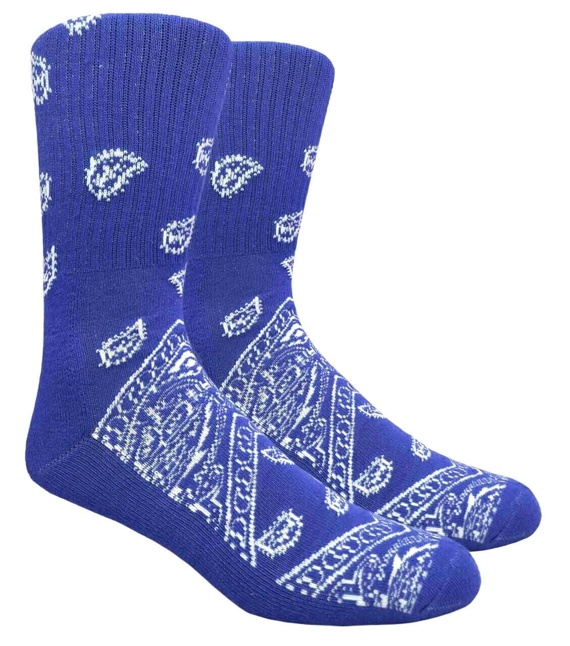 Mad Toro Paisley Bandana All Over Print Crew Socks (Royal Blue ...
