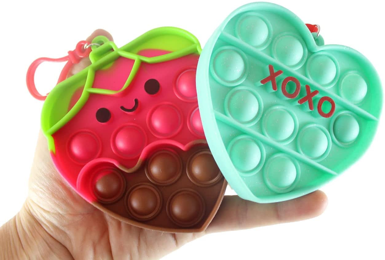 Set of 2 Valentine Bubble Poppers - Strawberry & Conversation Heart ...