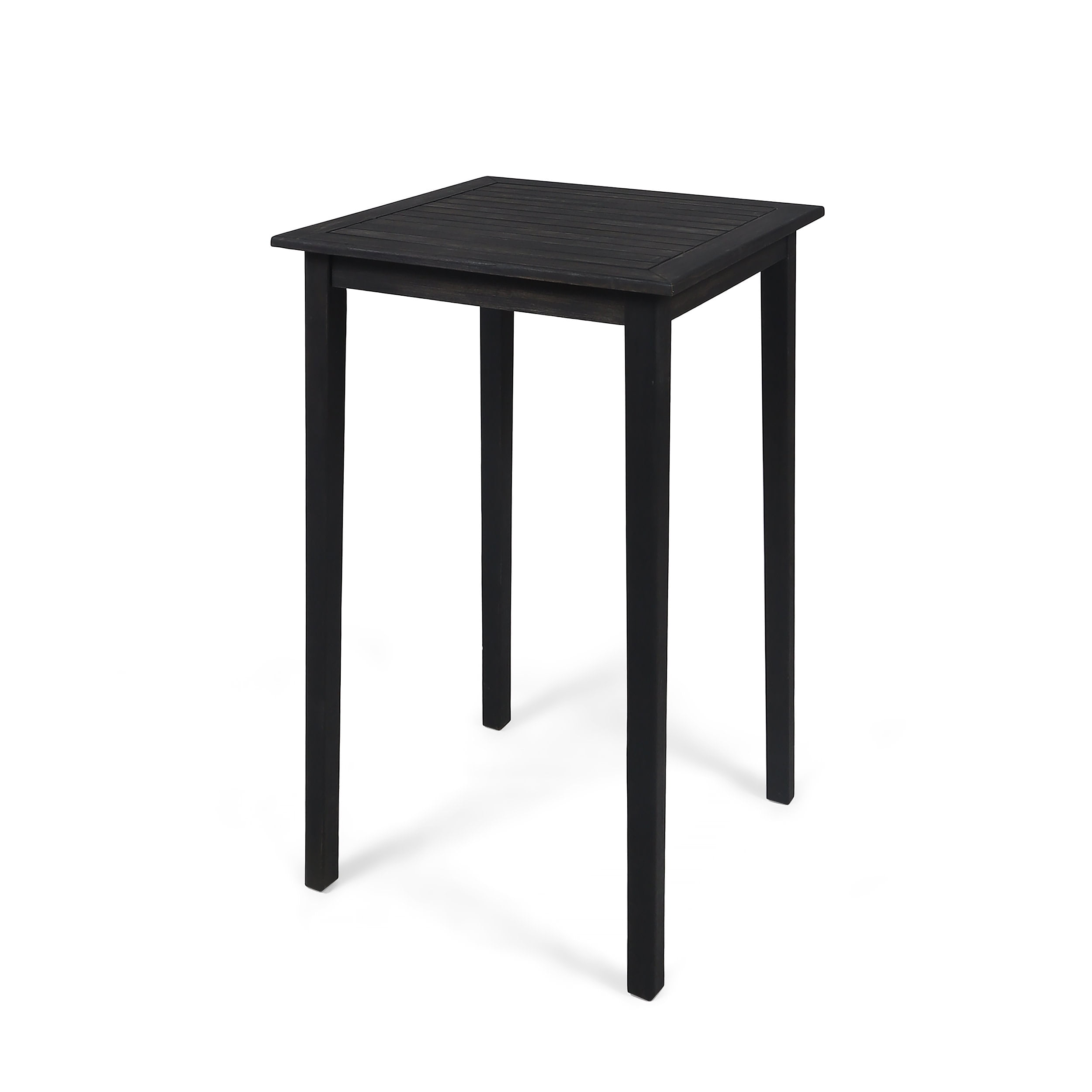 GDF Studio Omaha Outdoor Acacia Wood Square Bar Table, Dark Gray ...