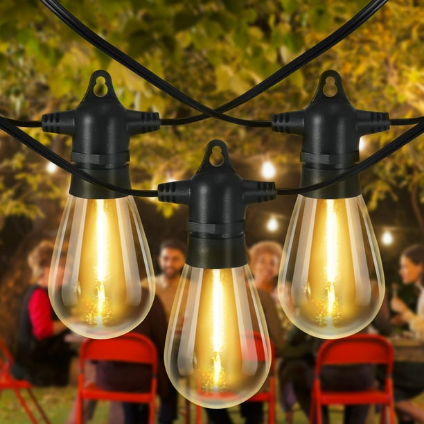 30FT LED Outdoor String Light, Waterproof Low Voltage Warm White for ...