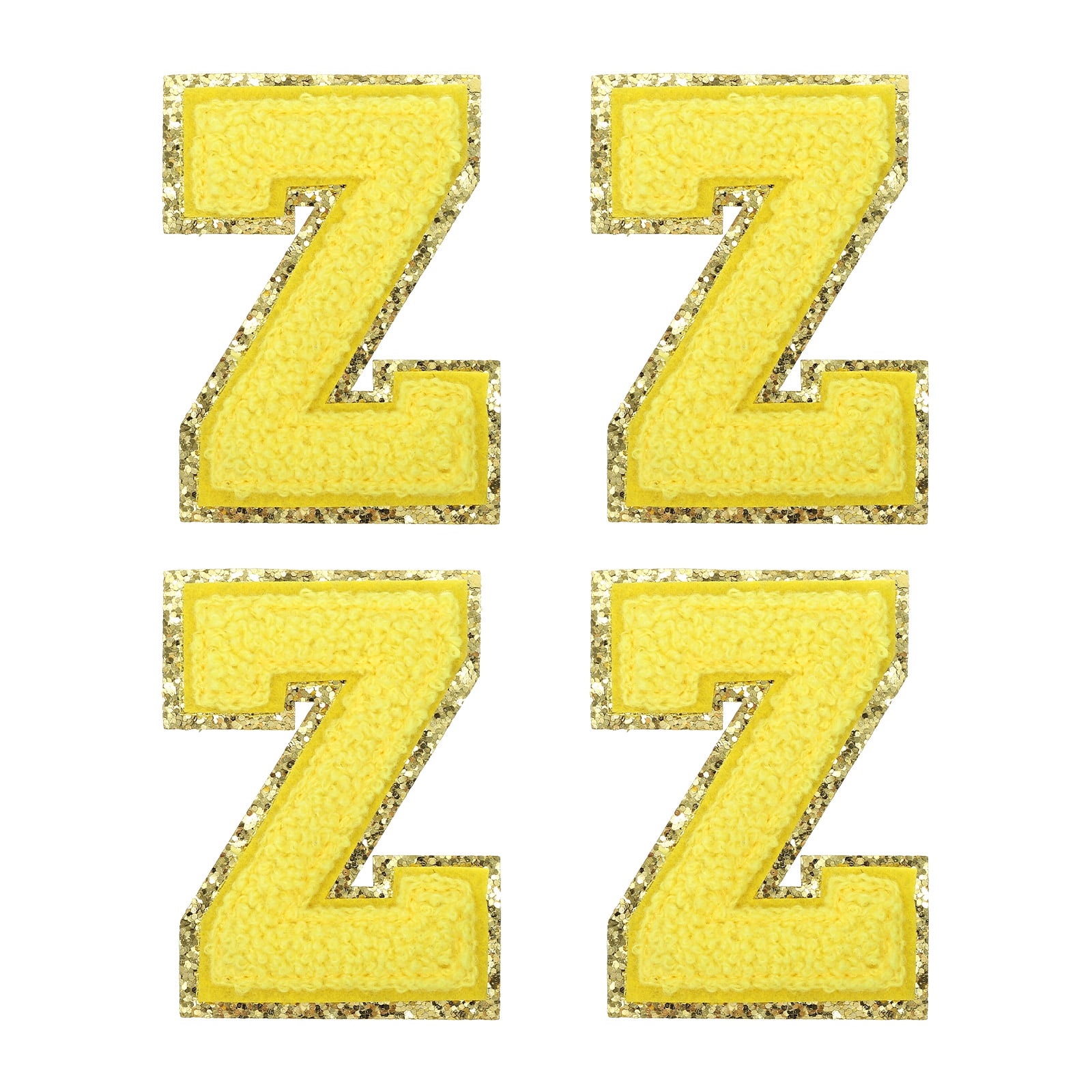 4uds Chenille Letra Parches Termoadhesivos Letra Parches Amarillo Z ...