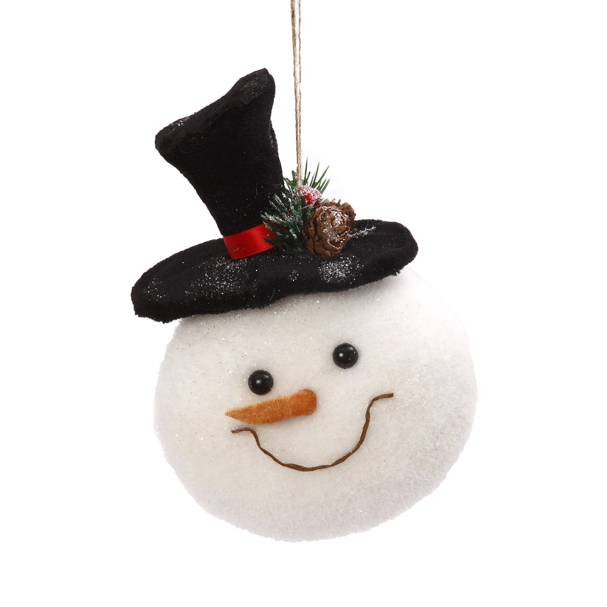 Cute Holiday Snowman Top Hat Head Hanging Ornament Christmas Tree Fancy ...