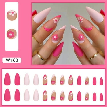 Fofosbeauty 24Pcs Short Square Fake Nails False Nails Glossy Press on ...