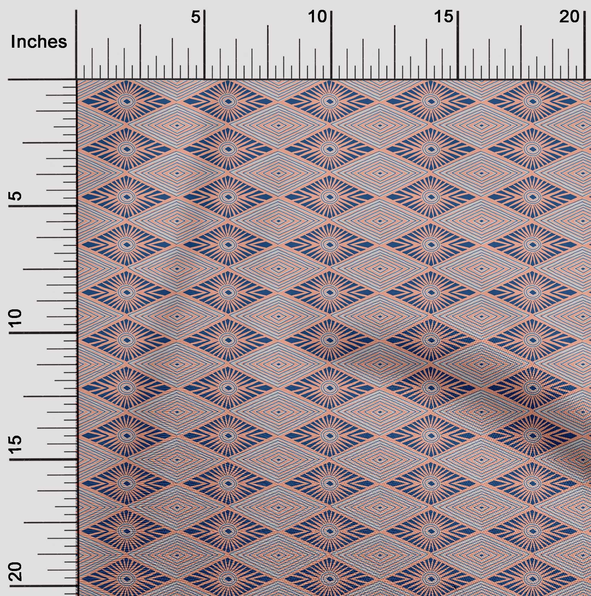 oneOone Organic Cotton Poplin Twill Fabric Geometric Block Print Fabric ...