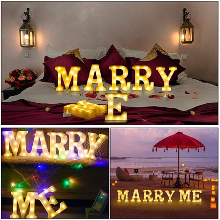 LED Light Up Letter, Valentine Gift - Light Up Marry Me Sign with Warm ...