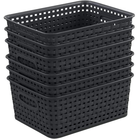 Set of 6 black plastic storage baskets | Walmart Canada