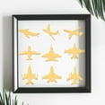 9pcs 1.6x1.6 Inch Aircraft Theme Stickers Fighter Self Adhesive Gold ...