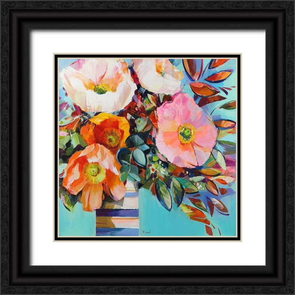 Bond 15x15 Black Ornate Wood Framed with Double Matting Museum Art Print Titled - Floral Shock ...