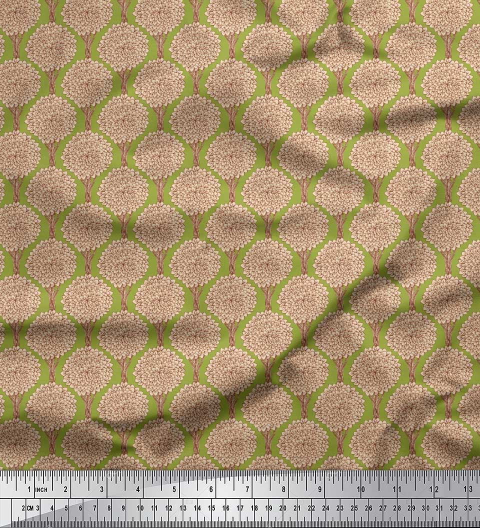 Soimoi Japan Crepe Satin Fabric Floral & Tree Print Fabric by Yard 42 ...