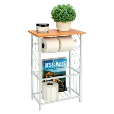 Restroom Wood Top Bathroom Table - Toilet Tissue Paper Holder Stand ...