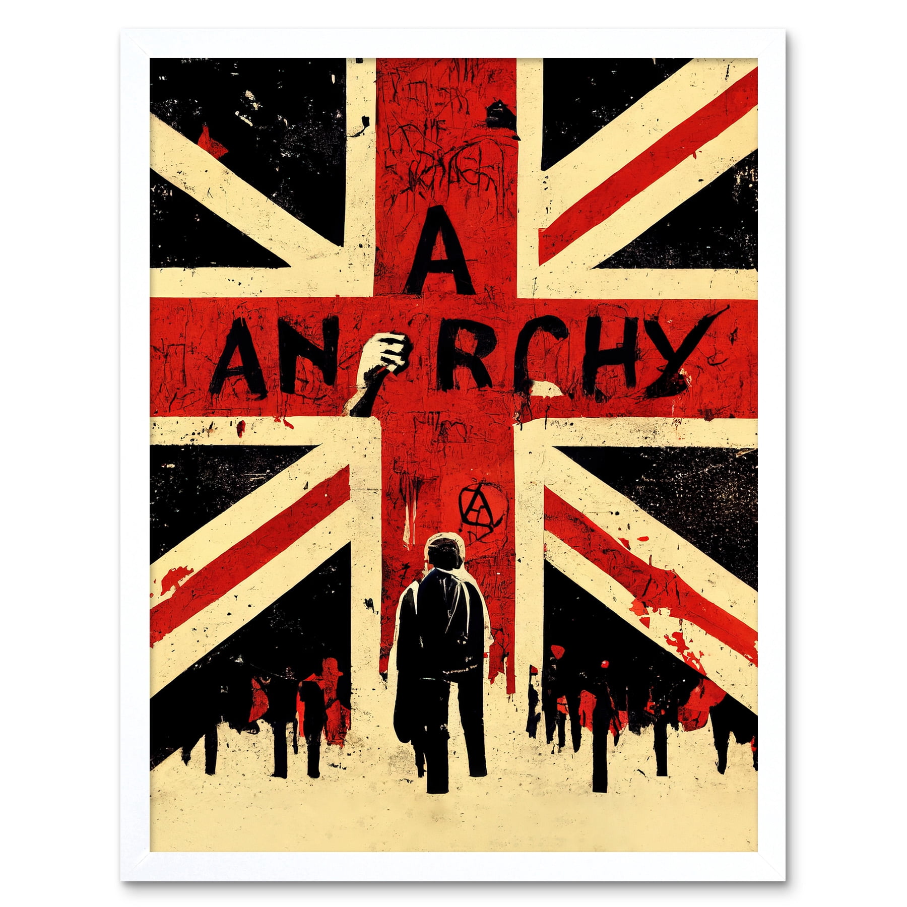 Anarchy Union Jack Stencil Rebel Graffiti Punk UK Art Print Framed ...