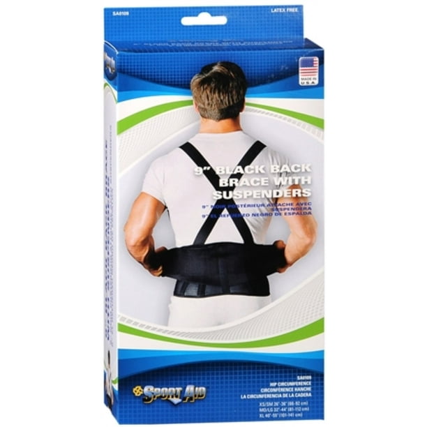 Sport Aid Back Support Brace with Suspenders, XL, Black - Walmart.com ...
