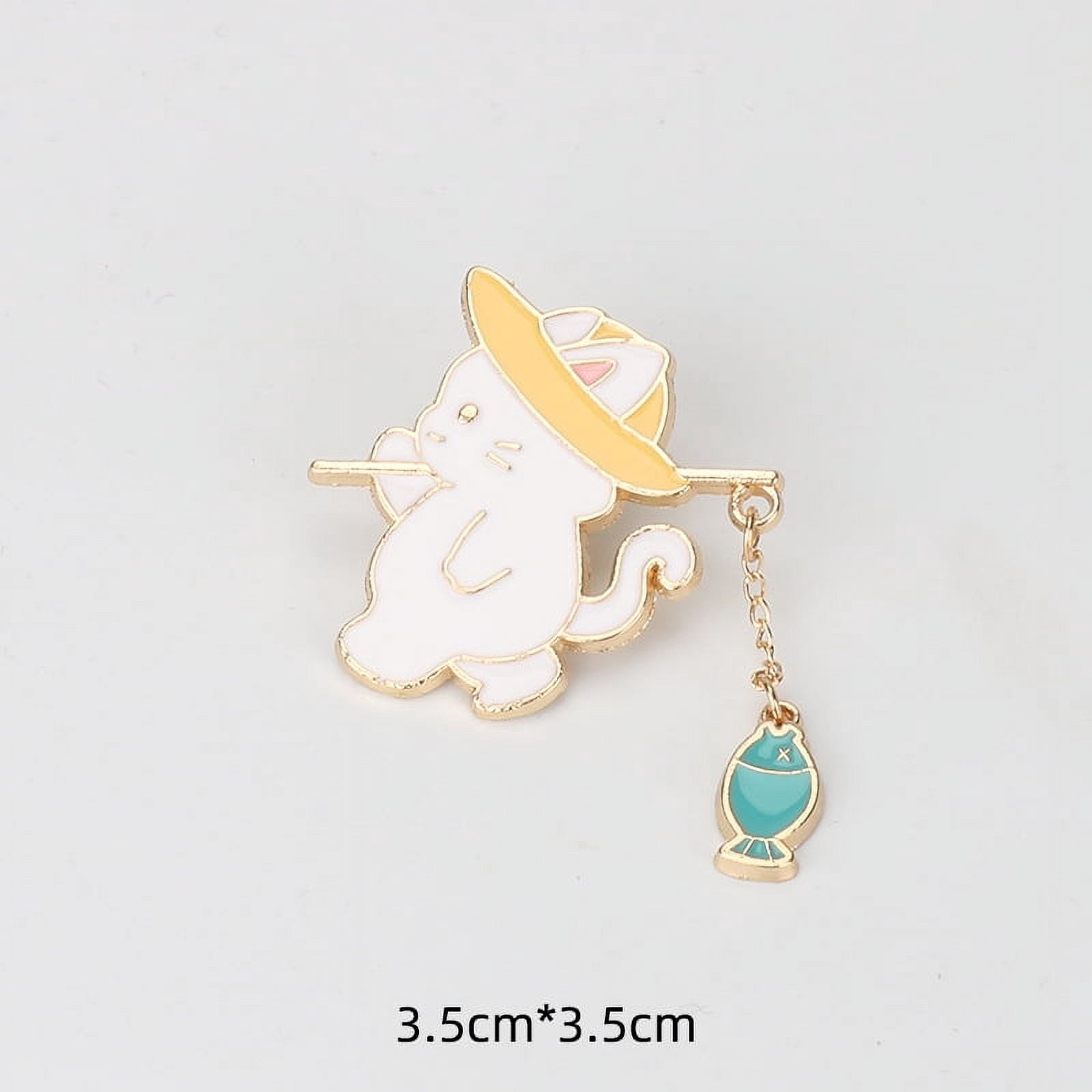 Broche creativo para pareja, gatito pescando, lindo dibujo animado ...