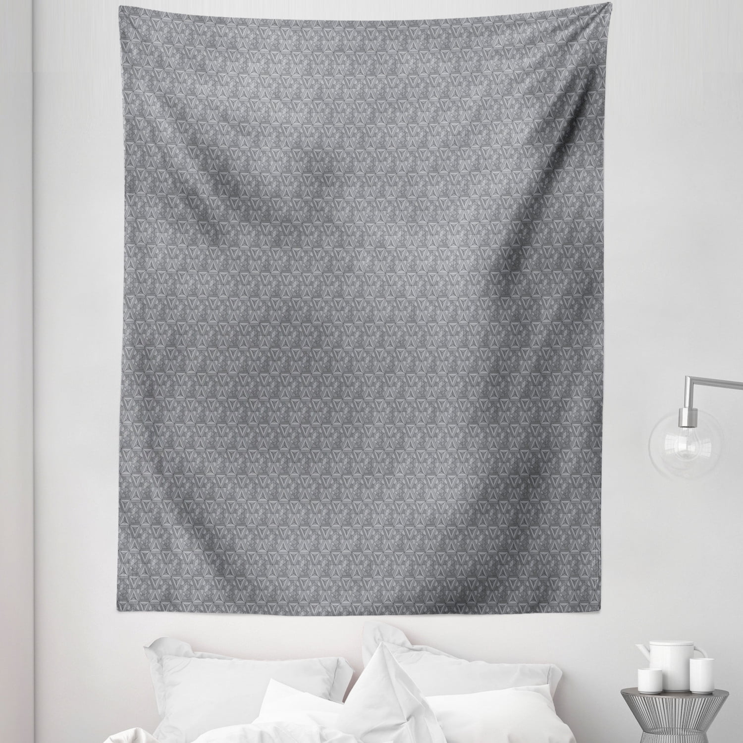 Grey Tapestry Hexagons Triangles Simplistic Mosaic Shapes Arrangement