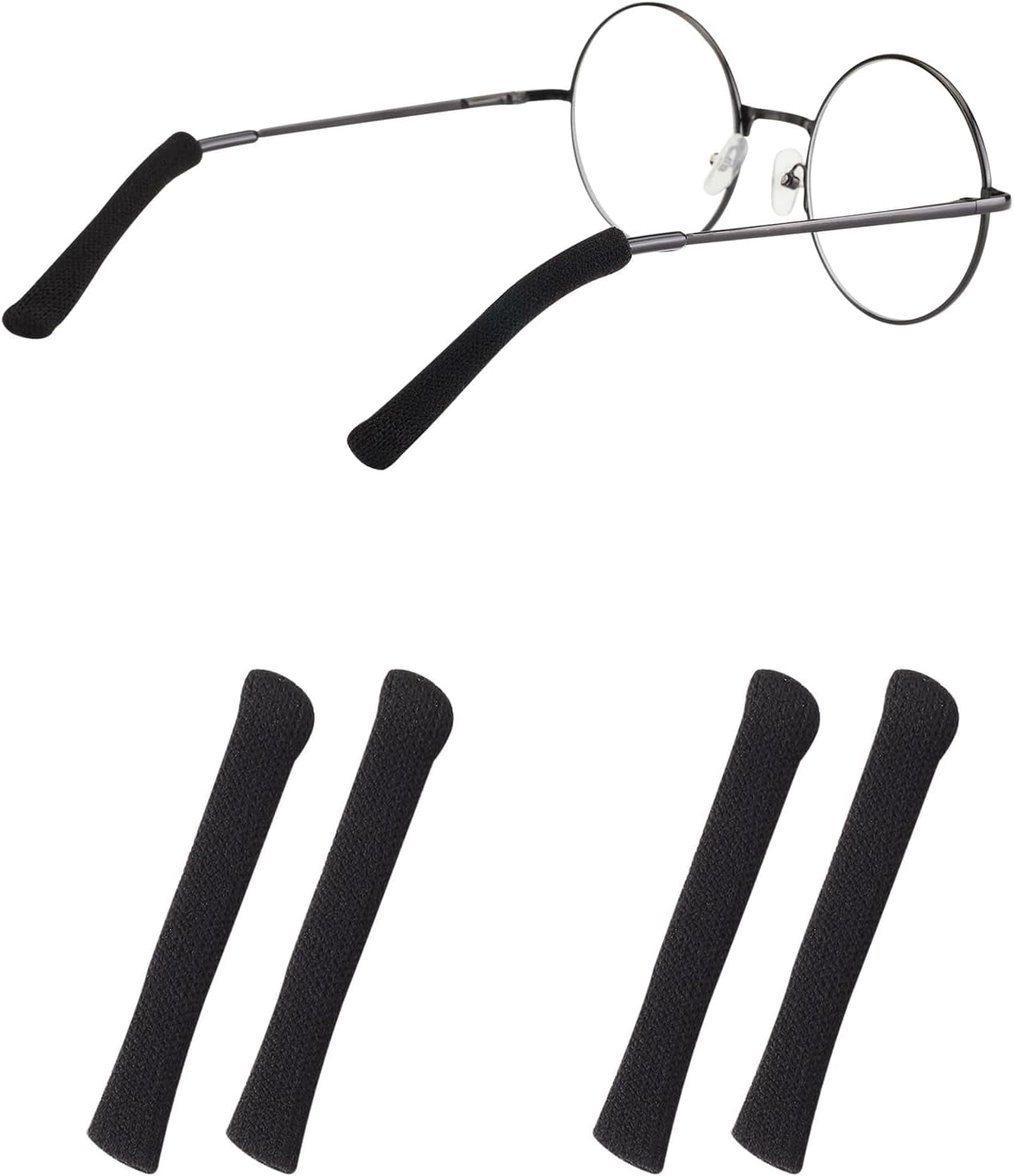 2 Pairs Eyeglass Ear Cushions Soft Knitted Cotton Anti Slip Temple Pads Eyeglass Temple Tips