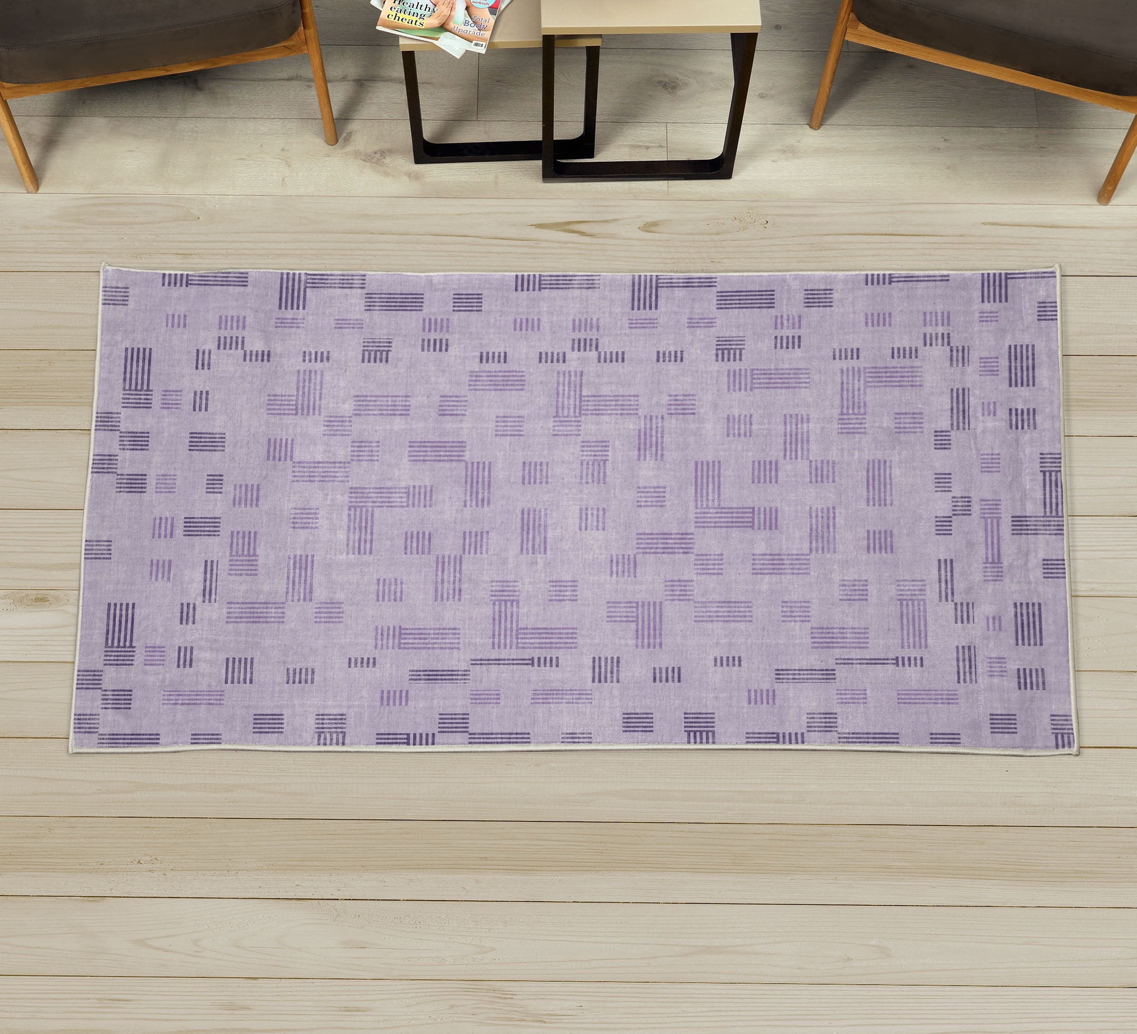 Modern Decorative Rug, Geometric Themed Design Squares by Bars ...