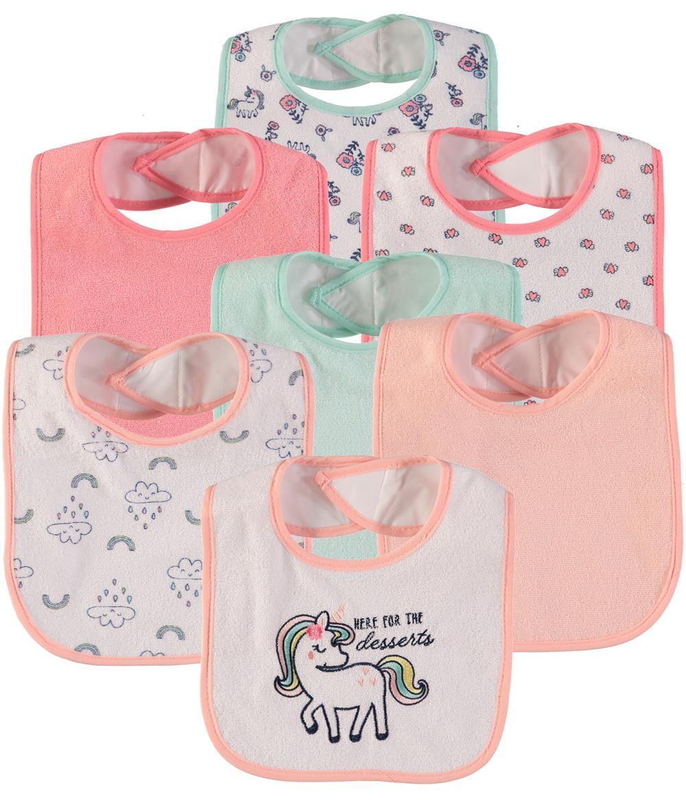 Bon Bebe Baby Girls 7-Pack Bibs with Waterproof Backing - Walmart.com