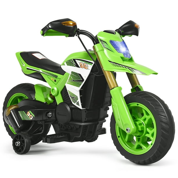 Gymax 6V Licensed Kids Ride On Motorcycle w/ Headlight Training Wheels Green - Walmart.com