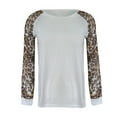 Patlollav Womens Plus Size Color Block Raglan Shirts Leopard Print ...