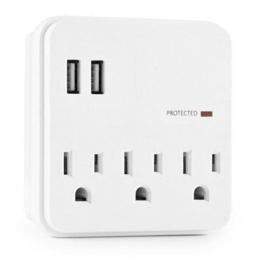 3 Outlet Grounded Swivel Wall Tap Splitter with 180° Rotating Plug, 1 ...