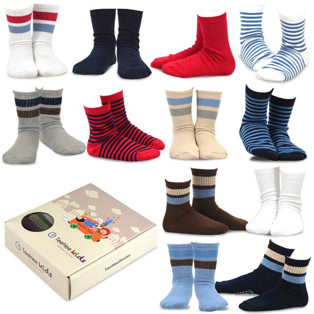 TeeHee Socks - TeeHee Kids Boys Cotton Basic Crew Socks 12 Pair Pack (6 ...