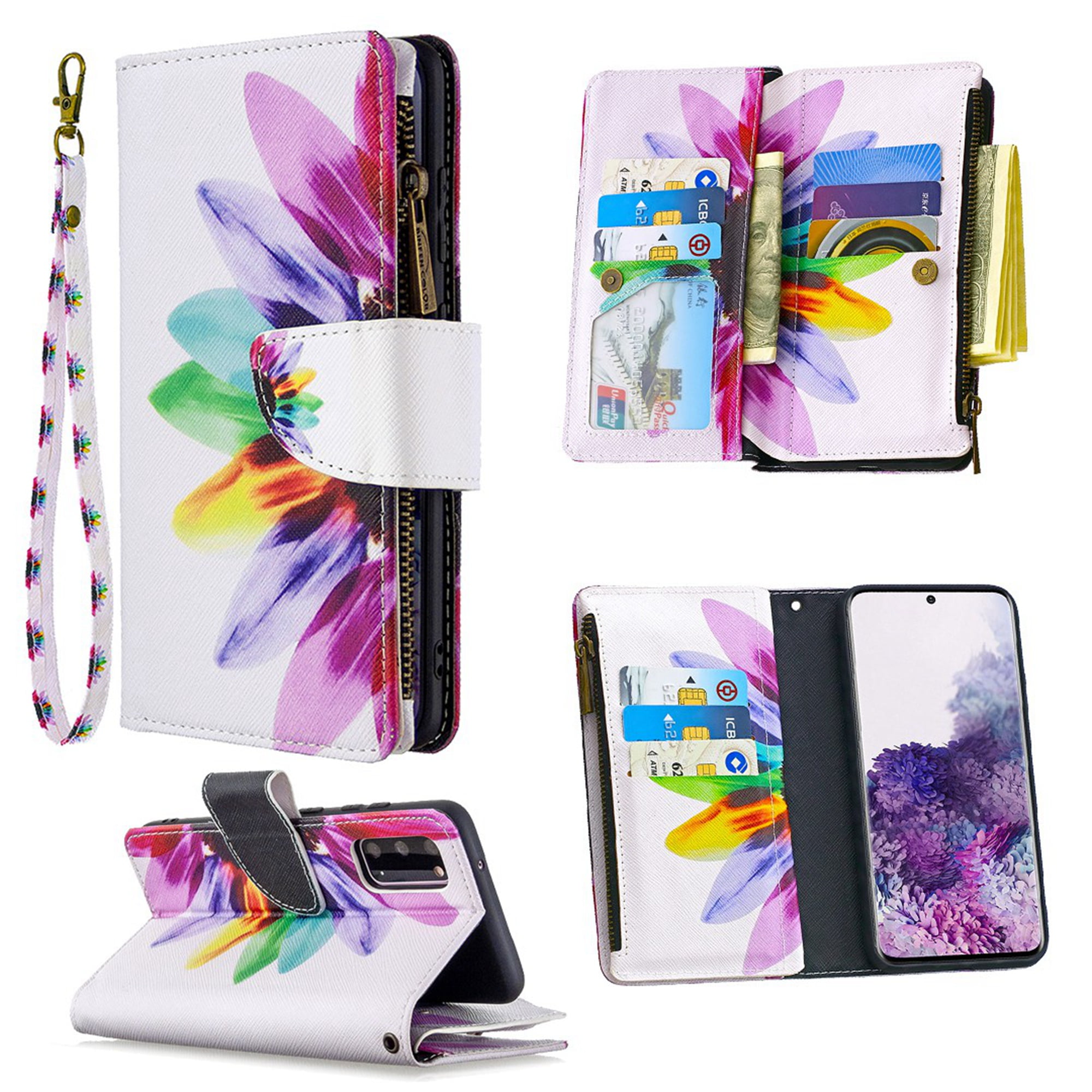 Dteck For Samsung Galaxy S20 Ultra 6.9 inch Magnetic Patterned Leather Wallet Zipper Card Holder ...
