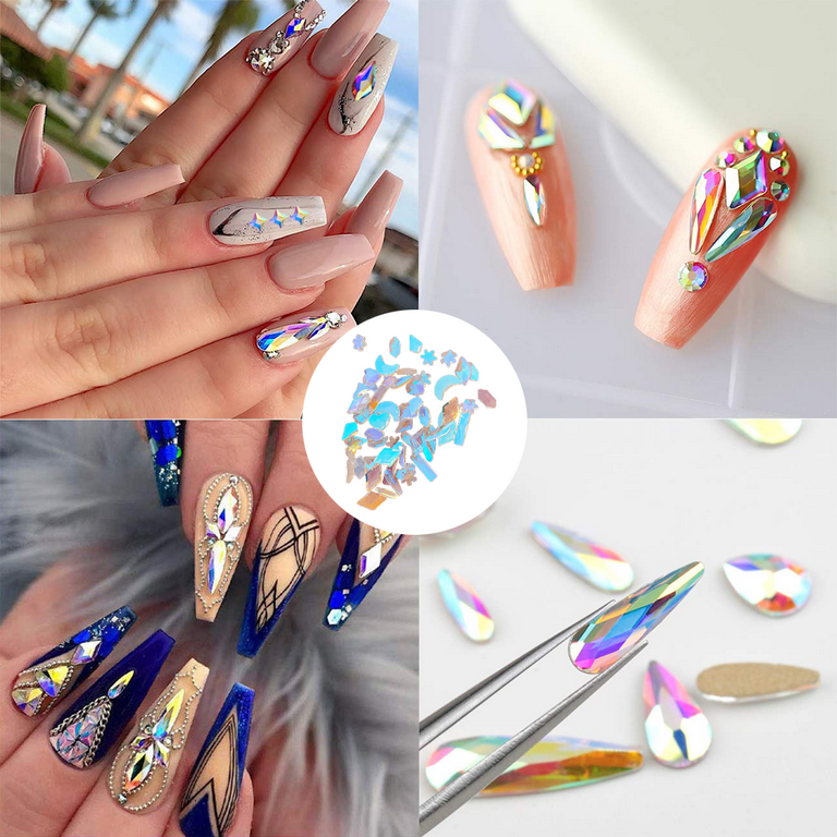 Diamond Nails Rhinestones for Nail Art Craft Nails Mix Crystal AB Flat Back Gems for Nail Art DIY Crafts Decor style 1