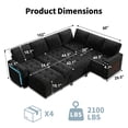 102" L-Shaped Sectional Sleeper Sofa Bed, 7-Seat Convertible Couch with ...
