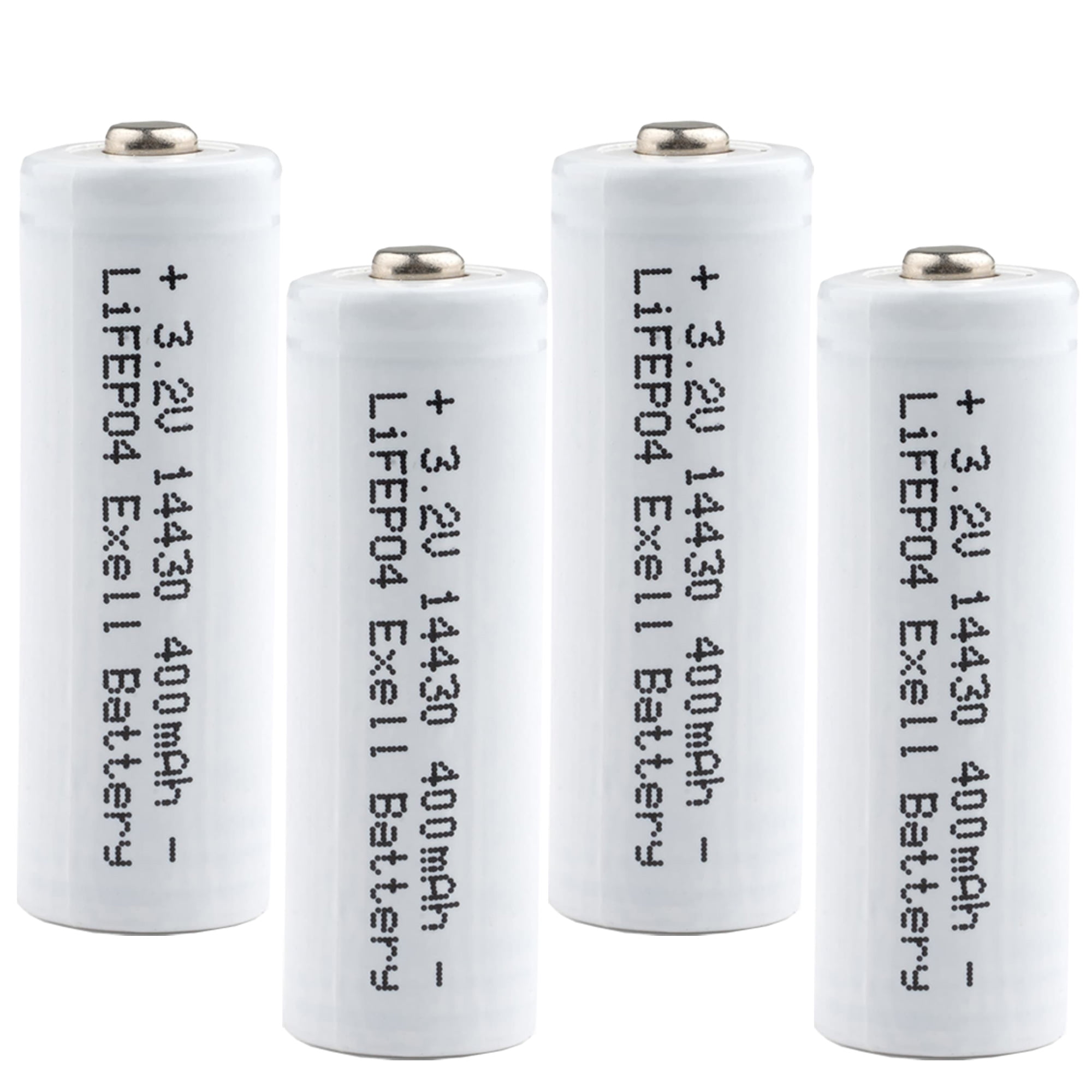 4-Pack 3.2V 400mAh Exell Battery Li-FePO4 14430 4/5AA Rechargeable ...