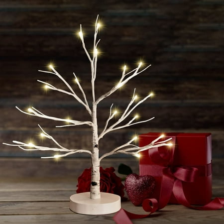 Lighted Birch Tree with 24 to 80 LEDs Battery/USB Operated Tabletop ...