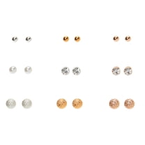 Claire's 9 Piece Gold and Silver Metal Earring Studs, Slick Metal ...