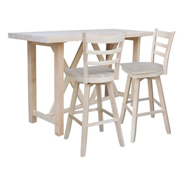42" Round Pedestal Bar Height Table with 2 Bar Height Stools - Walmart.com