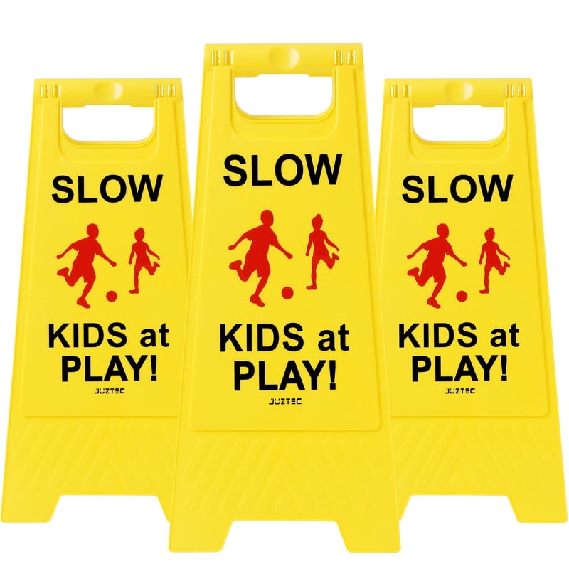 Juztec Kid's Safety Signs for Street Play - Slow Down and Caution Signs ...