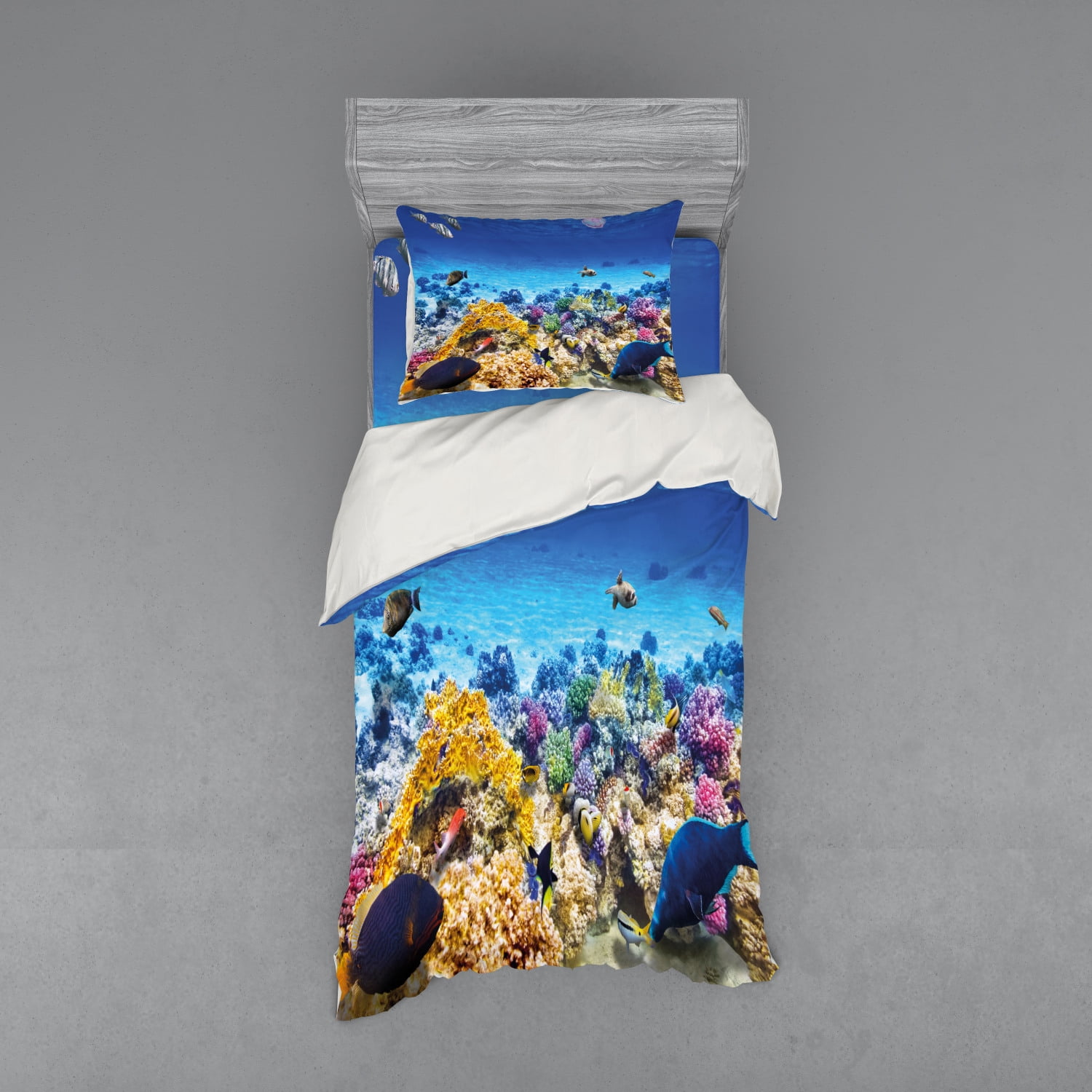 Ambesonne Fish Bedding Set 3 Pcs, Ocean Corals Goldfish, Twin ...