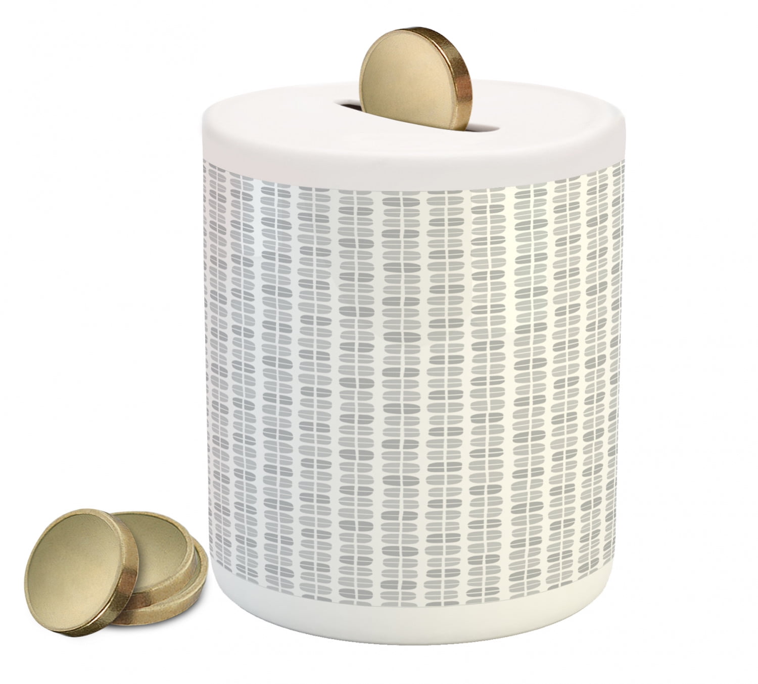 Grey Piggy Bank, Geometric Pattern with Hand Drawn Style Random Square ...