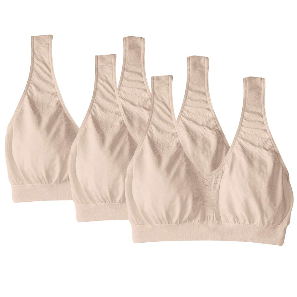 3 Pack Light Beige Bali 103j Bra Seamless Microfiber Crop top - Walmart.com