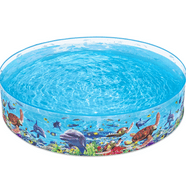 Funsicle Lagoon Blue Squiggle 3-Ring Inflatable Swimming Pool, Round ...