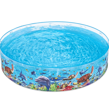 Funsicle Lagoon Blue Squiggle 3-Ring Inflatable Swimming Pool, Round ...