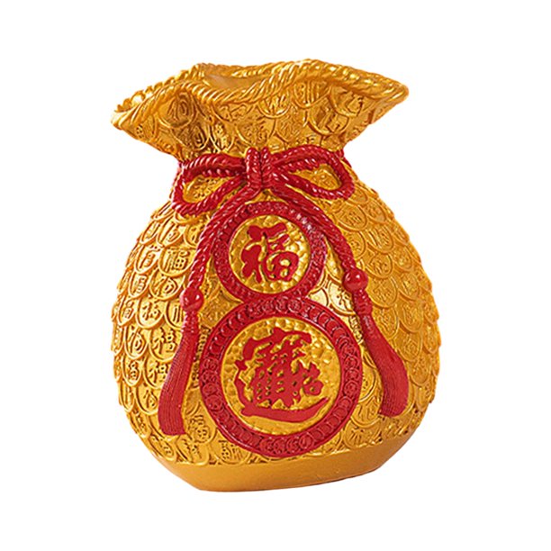 GROWTH TANK Chinese New Year Feng Shui Blessing Bag Vase Decor Statue ...