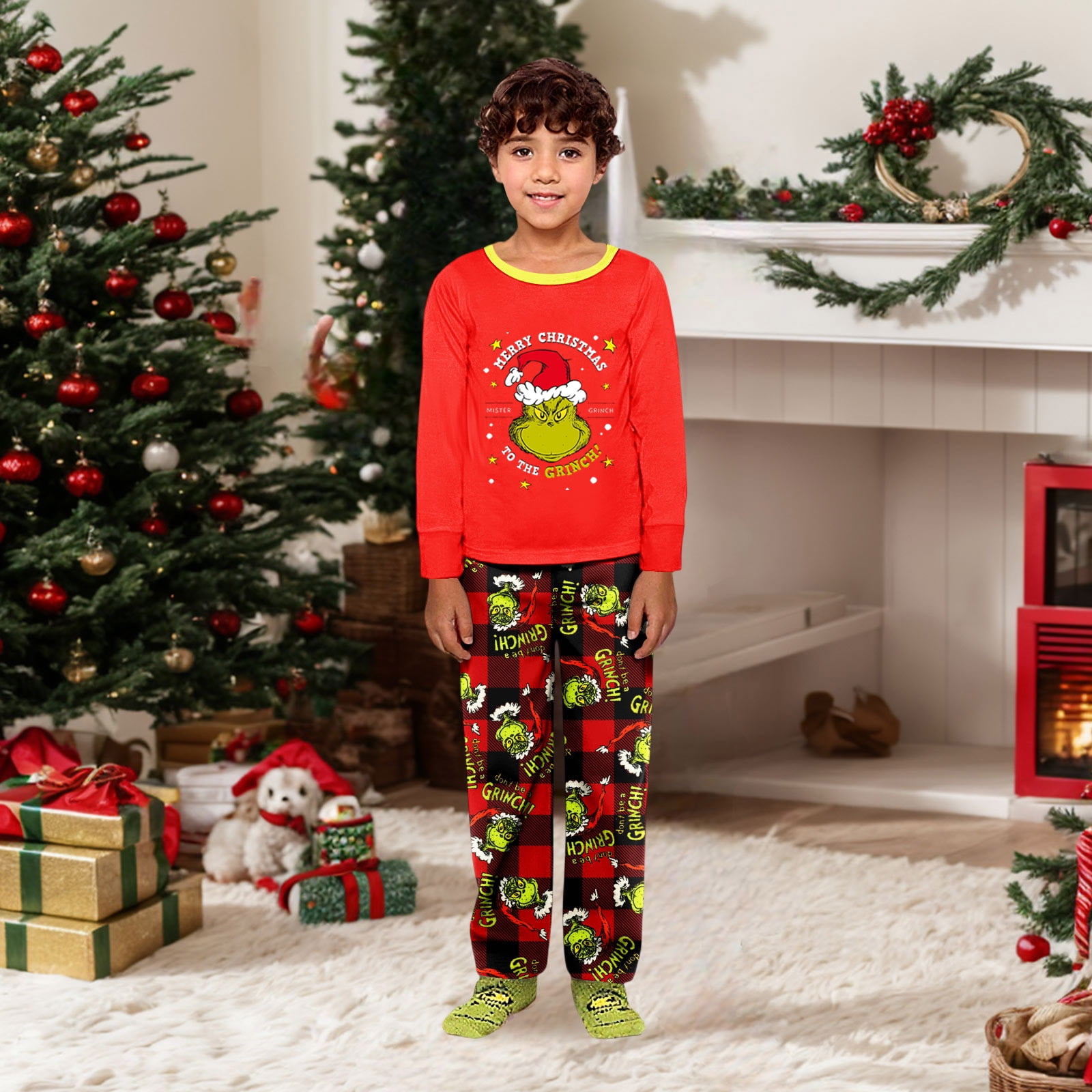 2025 Red Grincch Christmas Family Pajamas Matching Sets, Fun Holiday ...