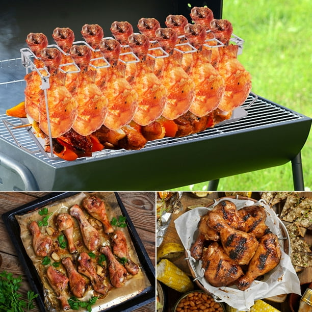 SAYFUT Stainless Steel Chicken Wing Leg Rack Grill Holder 14 Holes For ...