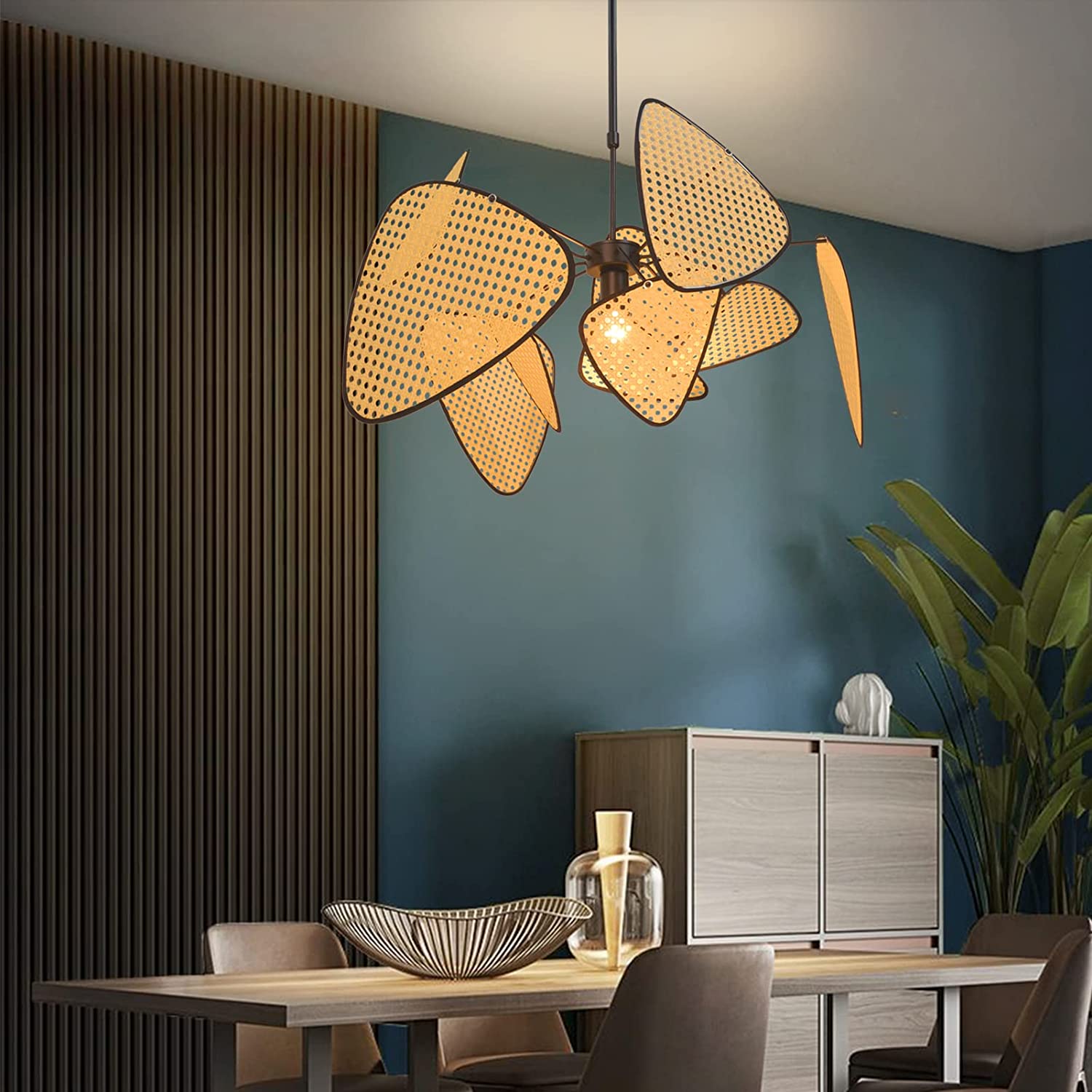 Arturesthome Rattan Hanging Chandelier Pendant Lamp Natural Light ...