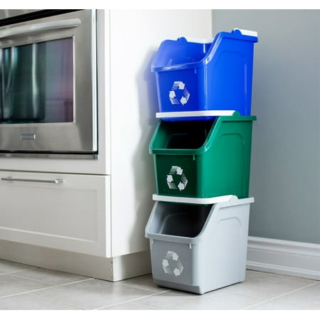 Busch Systems Multi Recycler Stackable Indoor Recycling Containers [3 ...