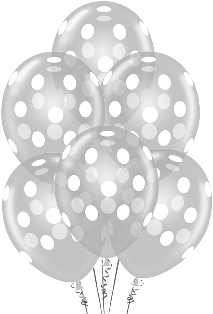 PMU Polka Dot Balloons PartyTex 12 Inch Crystal Clear with All-Over ...