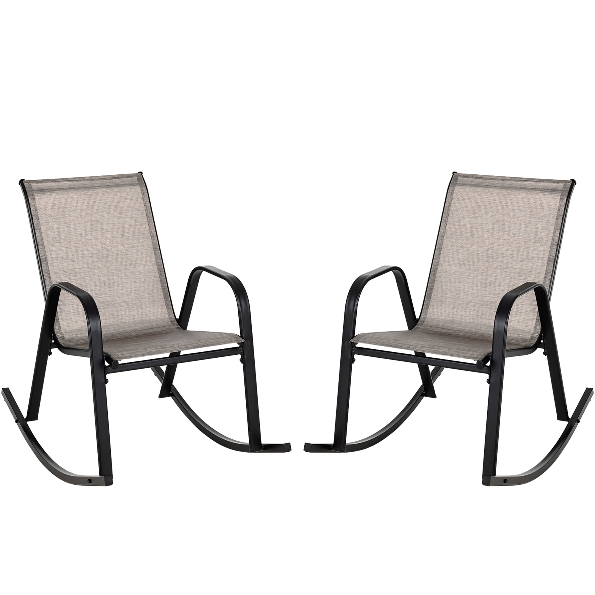 Costway 2pcs Patio Rocking Chair Heavy-Duty Metal Rocker Outdoor Anti ...