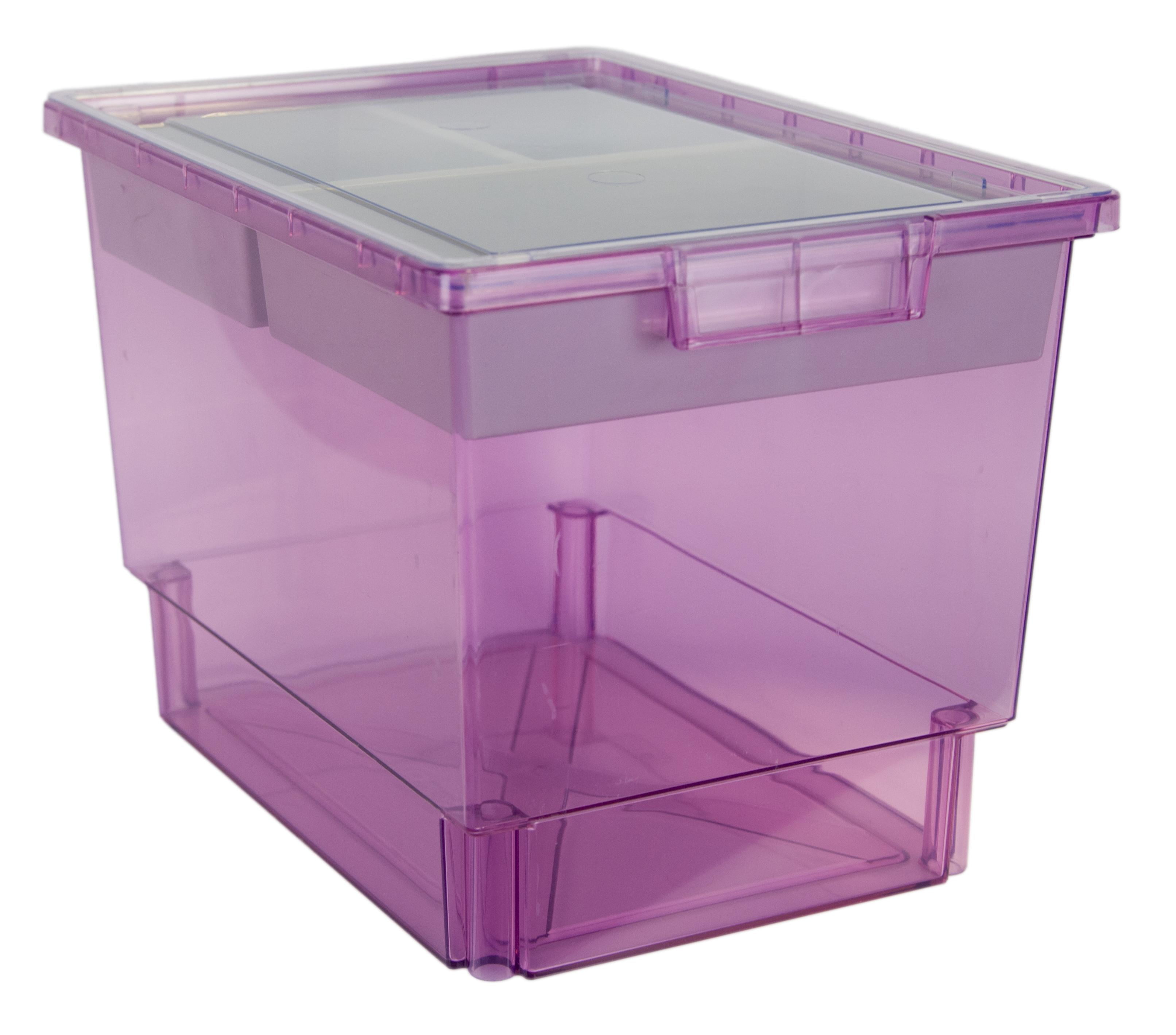 Bin/ Tote/ Tray Divider Kit - Triple Depth 12" Bin in Tinted Purple - 3 ...