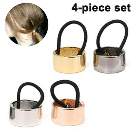 4 Pcs Metal Circle Ponytail Holder Hair Ties Gold Cuff Metal Hair Band ...